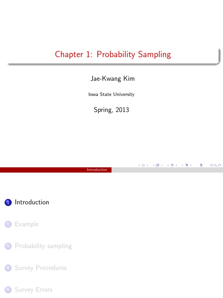 Chapter 1: Probability Sampling: Jae-Kwang Kim | PDF | Sampling (Statistics) | Bias Of An Estimator