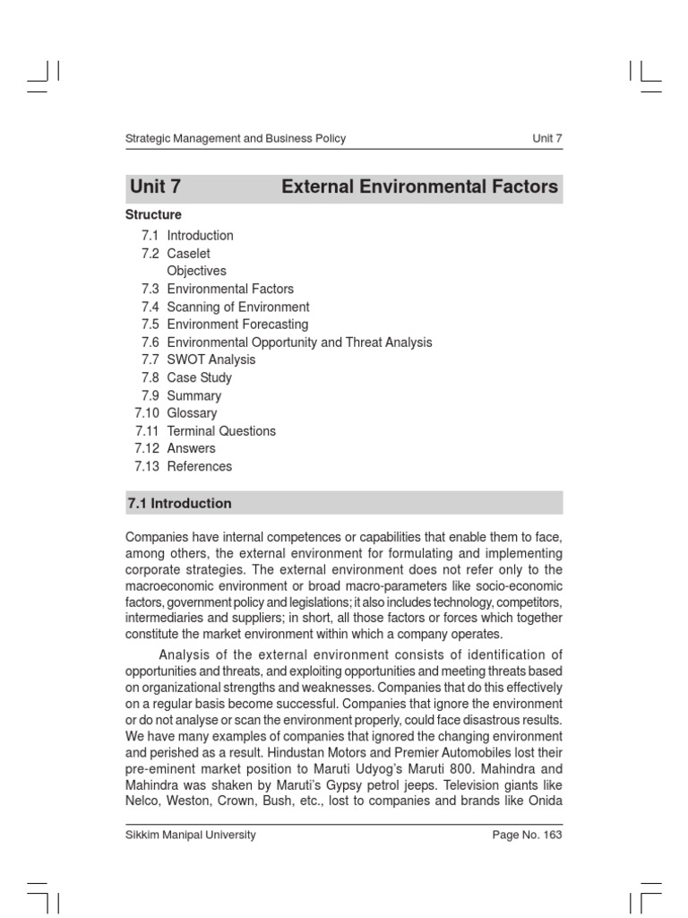 Unit 7 External Environmental Factors: Structure | PDF
