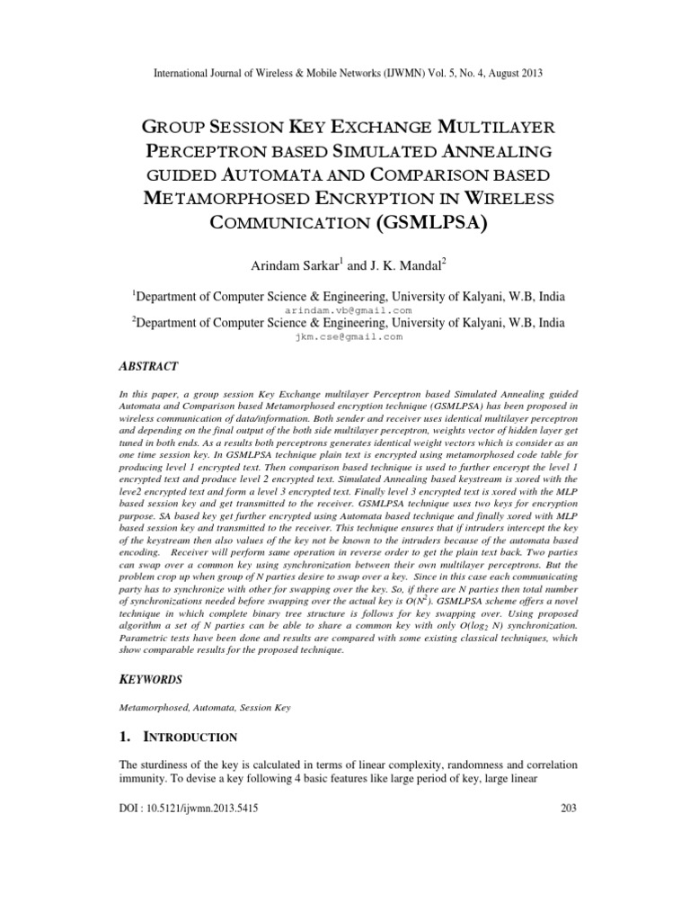 Group Session Key Exchange Multilayer Perceptron Based Simulated ...
