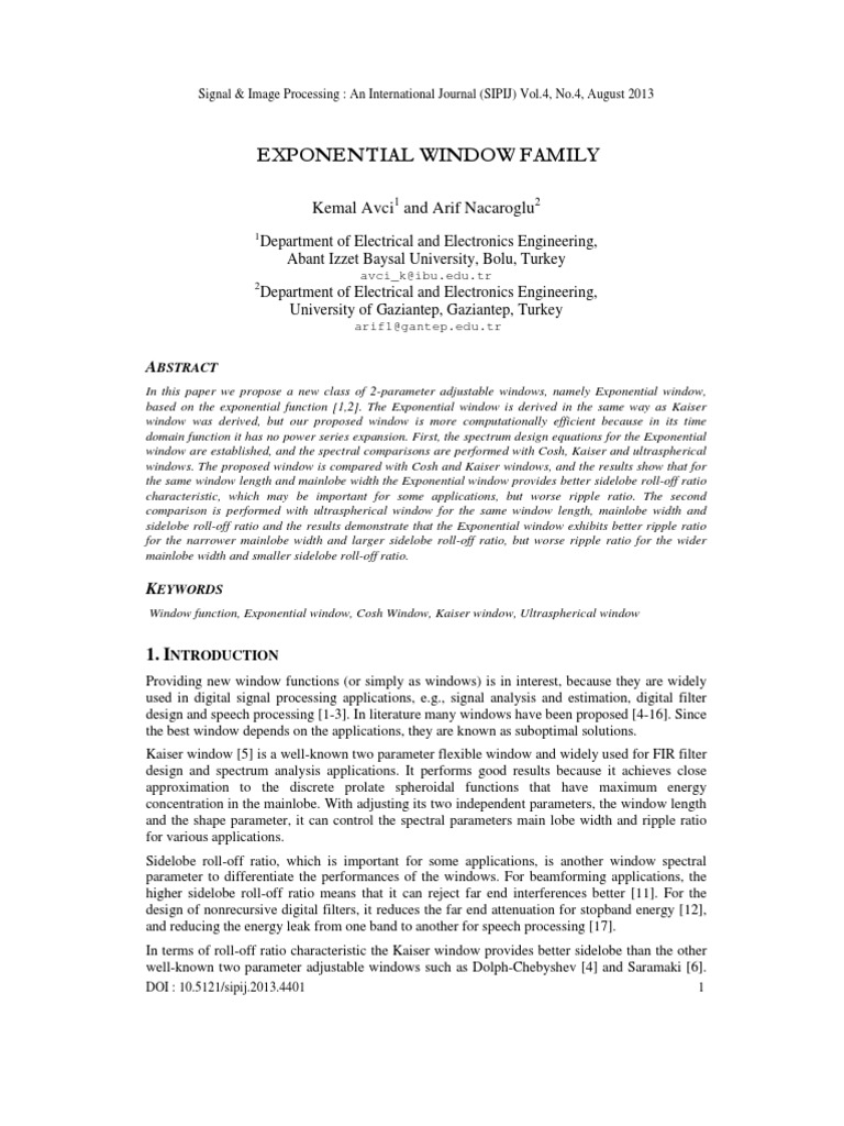 Exponential Window Family | PDF | Spectral Density | Decibel