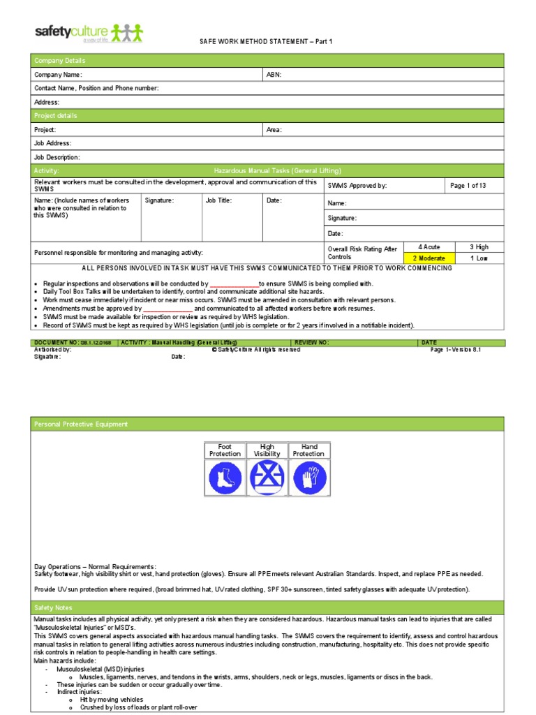 Manual Handling | PDF | Personal Protective Equipment | Occupational ...
