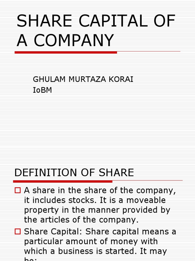 Overview of Share Capital Categories | PDF | Preferred Stock | Capital ...