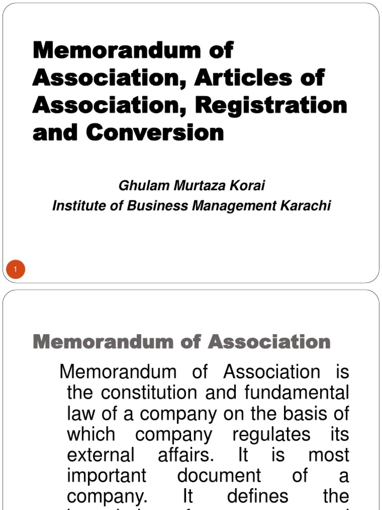 Memorandum & Articles of Association | PDF | Articles Of Association ...