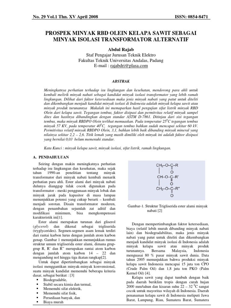 34-37 Minyak RBDPO Olein Sebagai Kandidat Minyak Isolasi | PDF ...