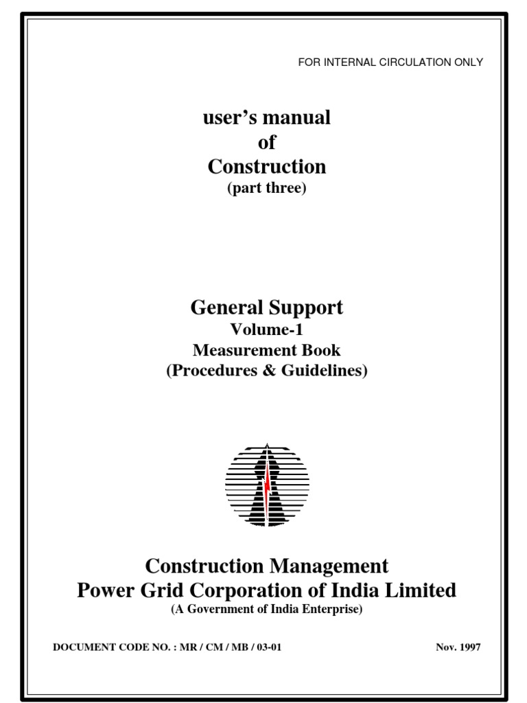 User's Manual of Construction: Volume-1 Measurement Book (Procedures ...