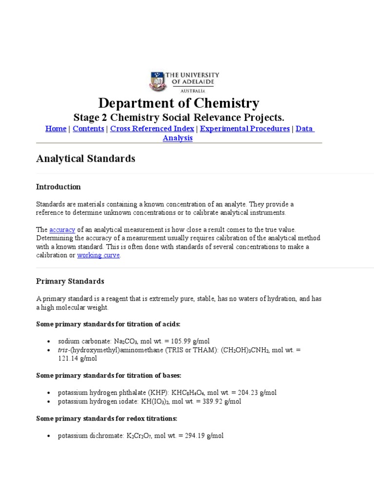 Primary and Secondary Standards | PDF