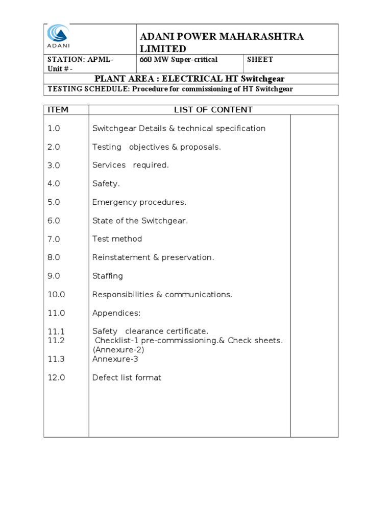 HT PANEL Commissioning | PDF | Transformer | Switch