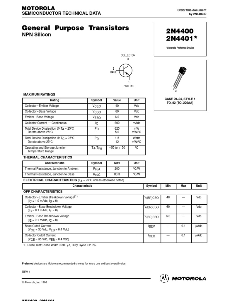 2N 4401 - BC337a Datasheet | PDF | Transistor | Bipolar Junction Transistor
