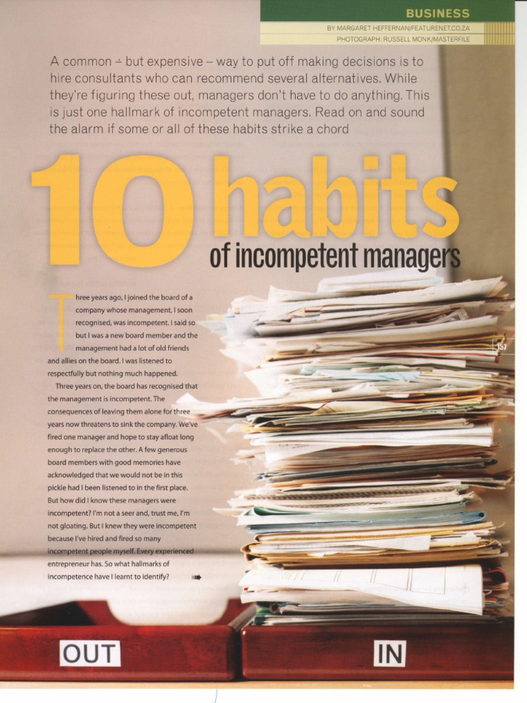 10 Habits of Incompetent Managers | PDF