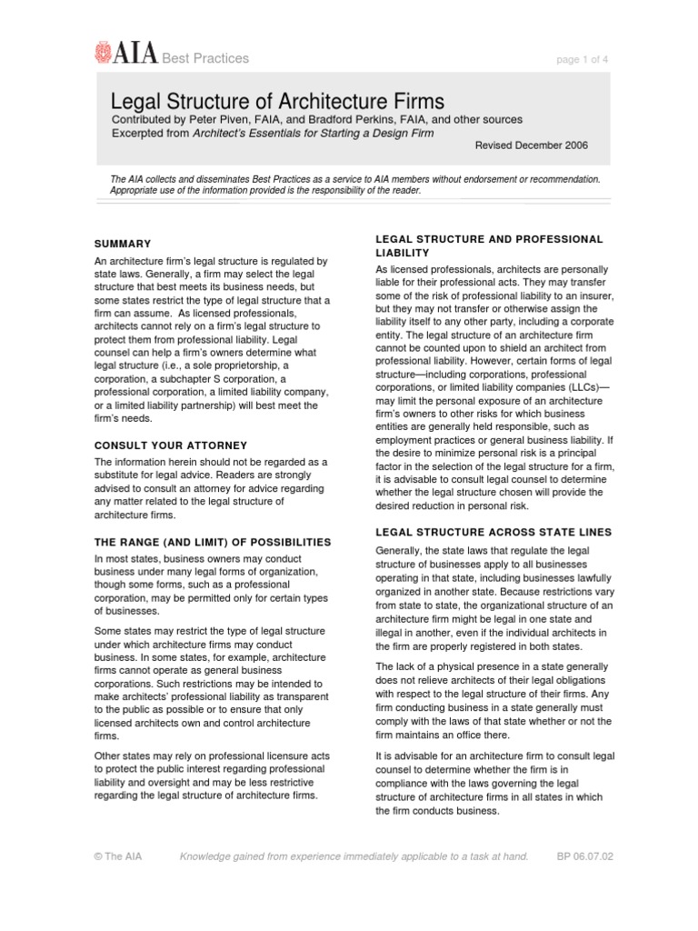 Types of Architectural Practice - AIA | PDF