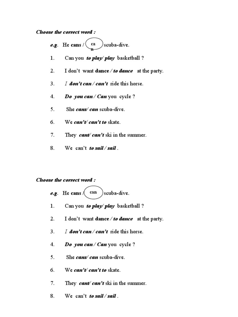 Correct Usage of 'Can' and Infinitives | PDF | Language Arts ...
