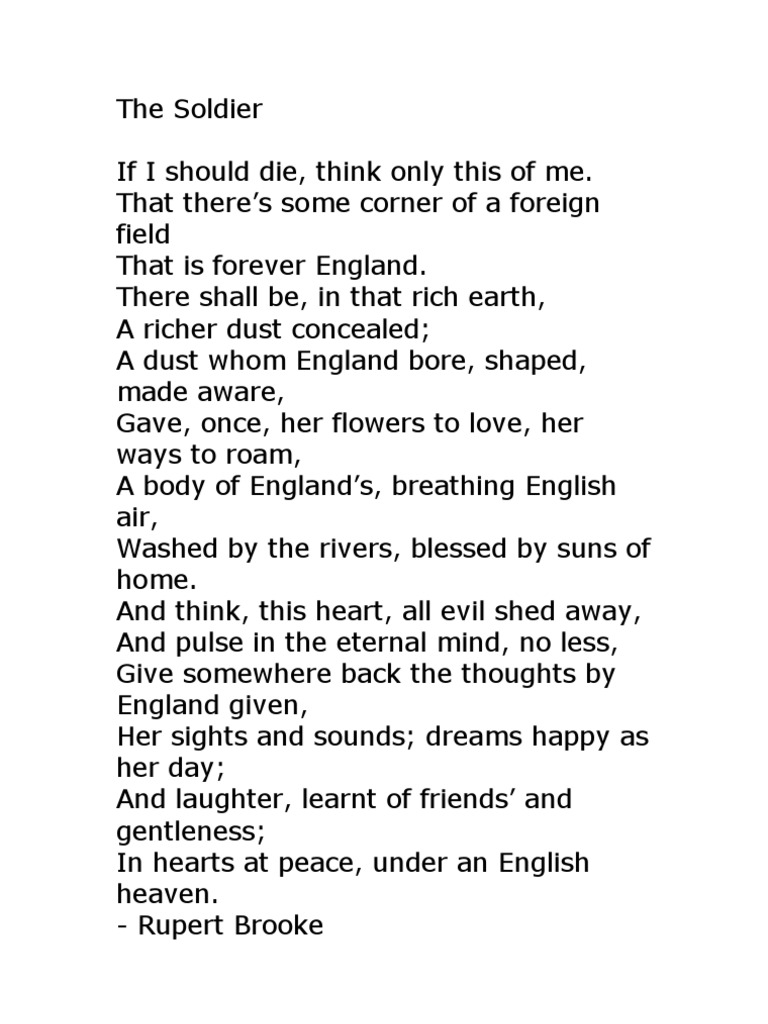 The Soldier Poem Analysis | PDF | Religious Belief And Doctrine ...