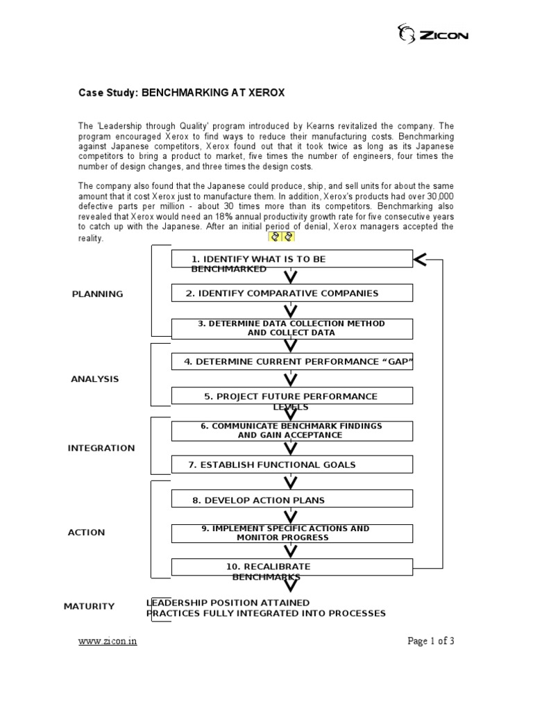 Case Study 1 - Benchmarking at Xerox | PDF | Benchmarking | Goal