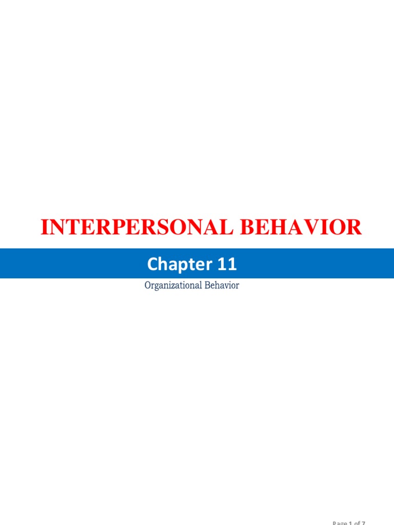 Ch 11 Interpersonal Behavior Pdf Conflict Process Interpersonal