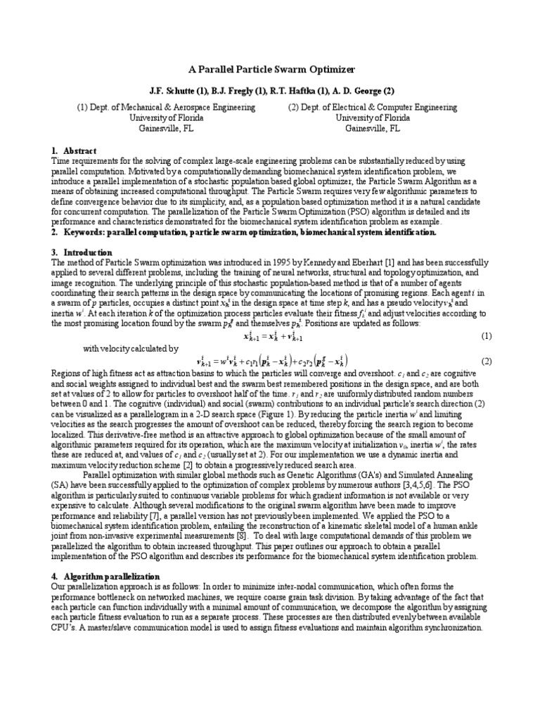 Parallel Particle Swarm Optimizer Speeds Complex Problems | PDF | Parallel Computing ...