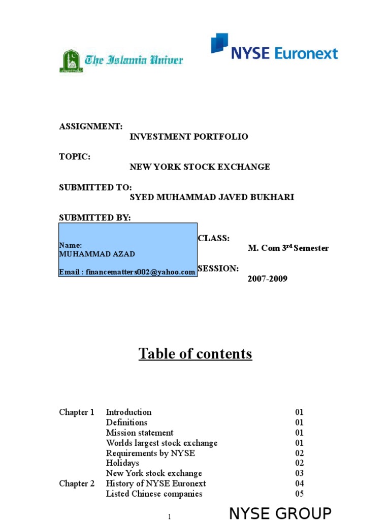 assignment of nyse | New York Stock Exchange | Warrant (Finance)