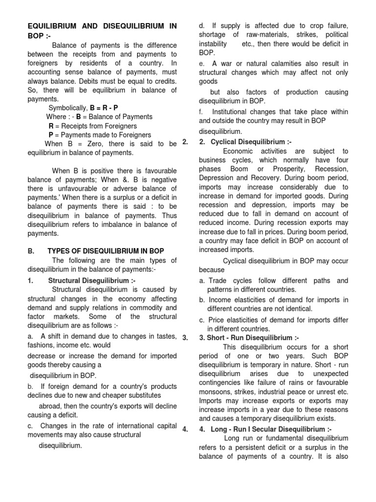 Equilibrium and Disequilibrium in Bop (Handouts) | PDF | Balance Of ...