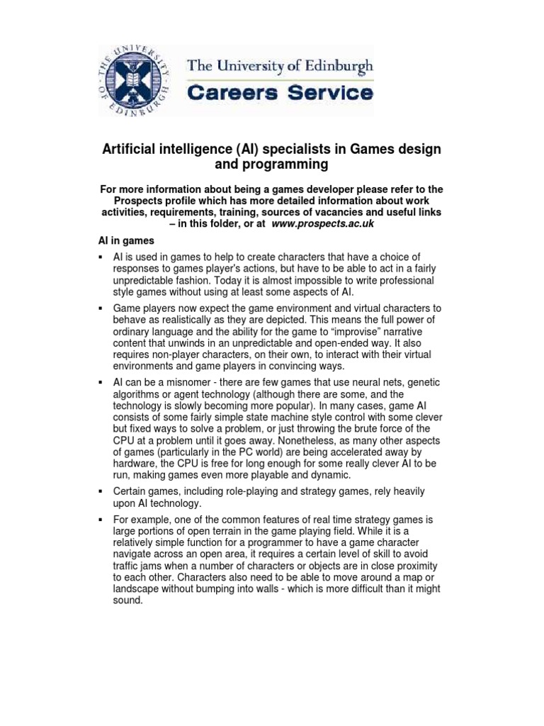 AI Games | PDF | Artificial Intelligence | Intelligence (AI) & Semantics