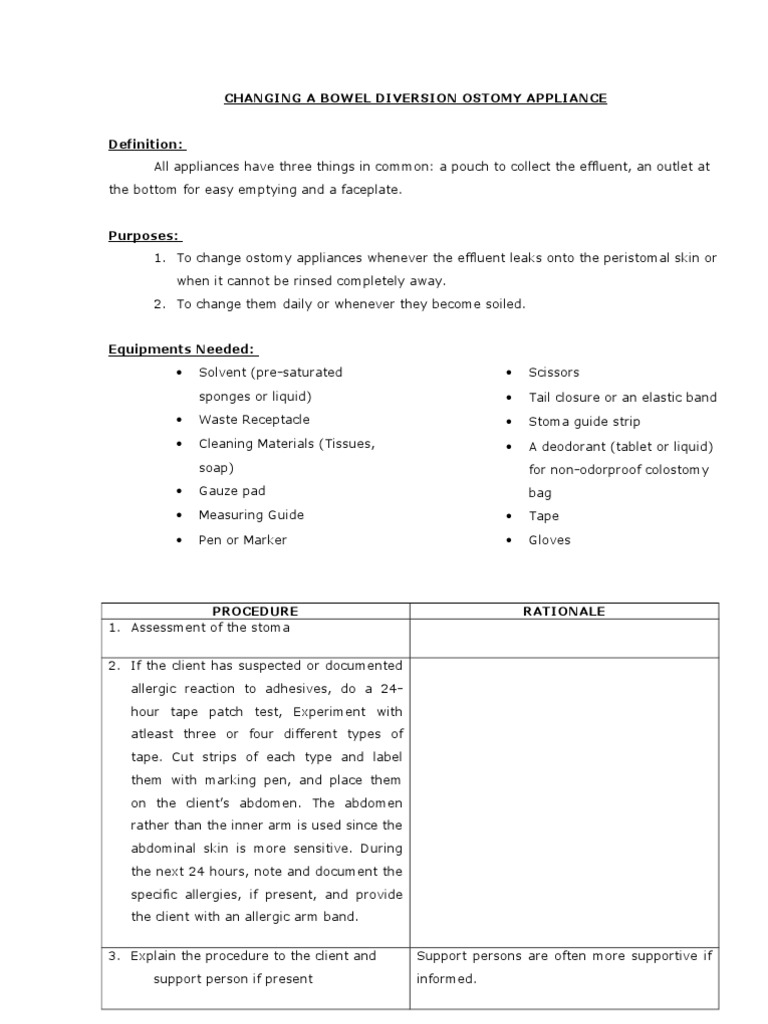 1 Changing A Bowel Diversion Ostomy Appliance Ratio | PDF | Allergy ...