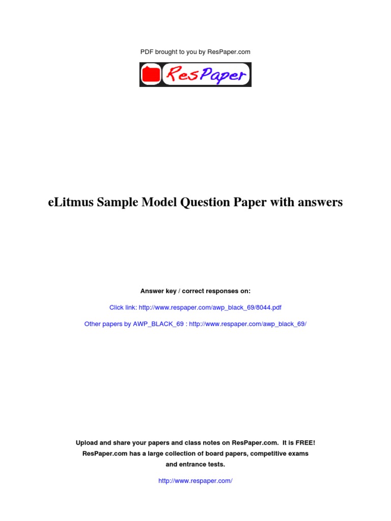 ResPaper Elitmus Sample Model Question Paper With Answers | PDF ...