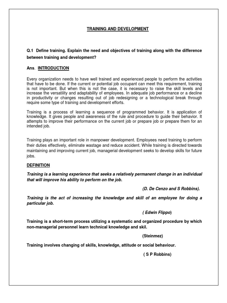 Training and Development | PDF | Needs Assessment | Learning