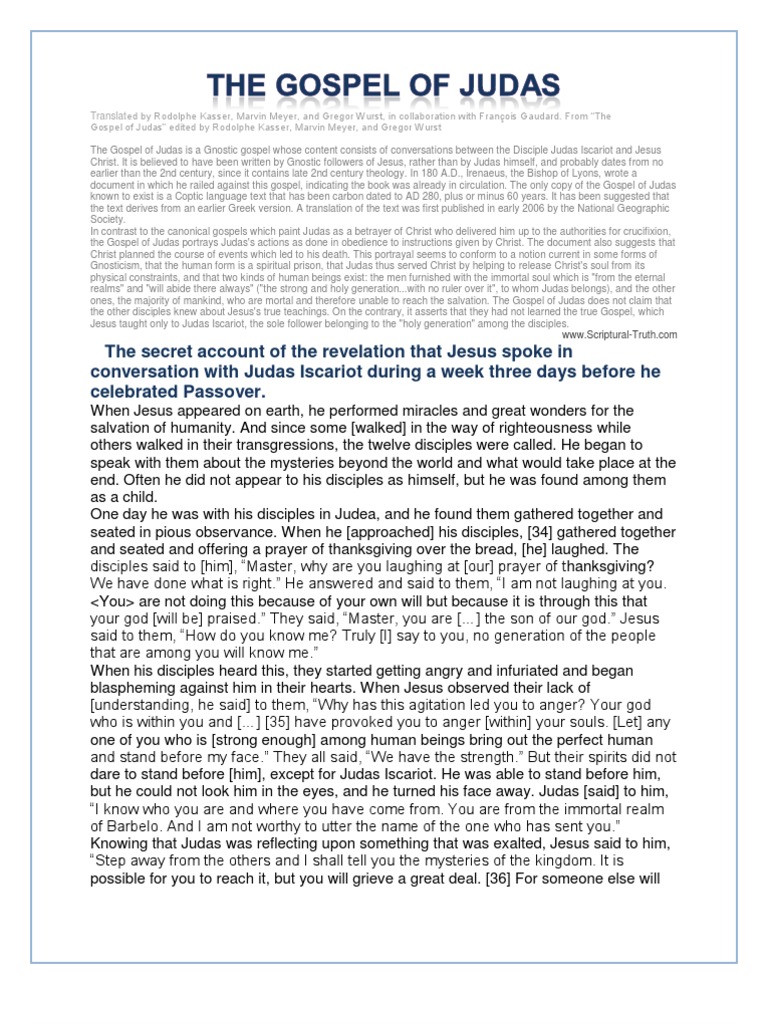The Gospel of Judas | PDF | Judas Iscariot | Gnosticism