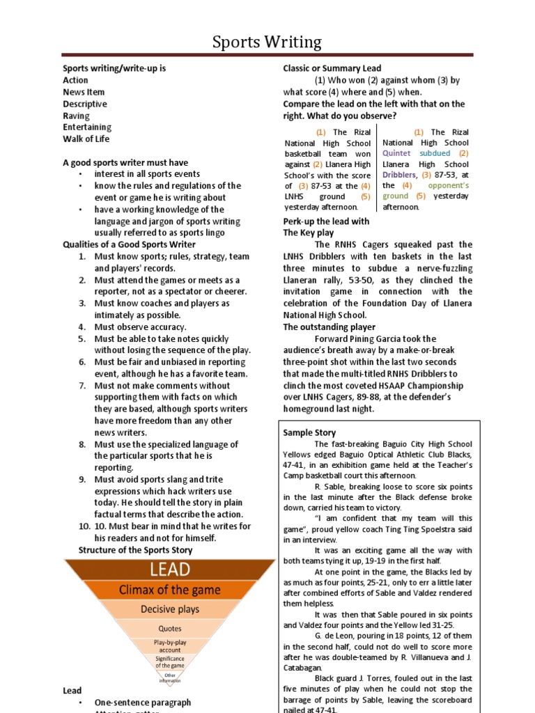 Sports Writing | Team Sports | Ball Games