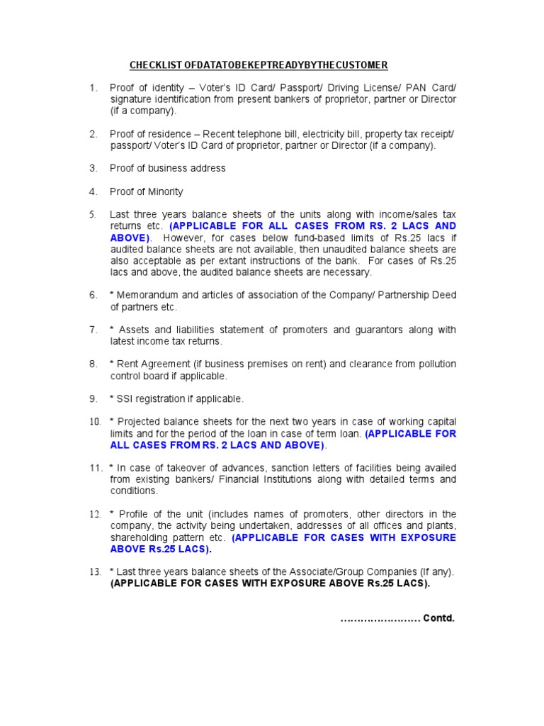 SBI-SME-Checklist SME Smart Score | Balance Sheet | Identity Document ...