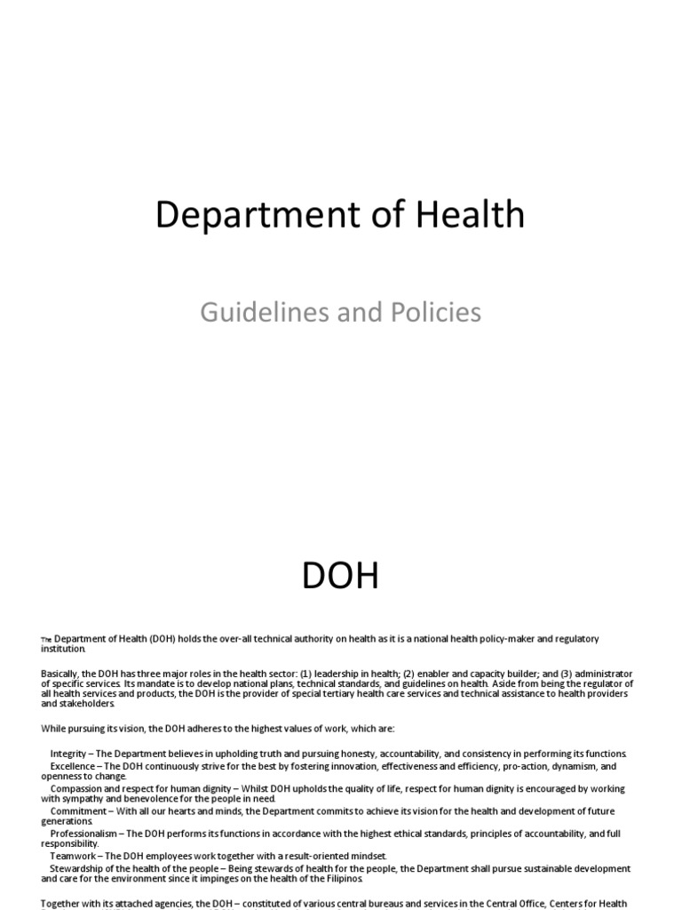 DOH Guidelines and Policies Overview | PDF | Millennium Development ...