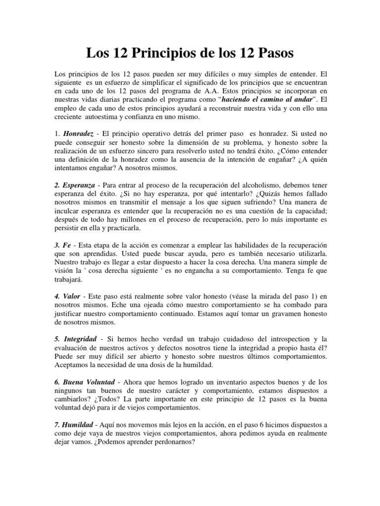 Los 12 Principios de Los 12 Pasos | Descargar gratis PDF | Perdón ...