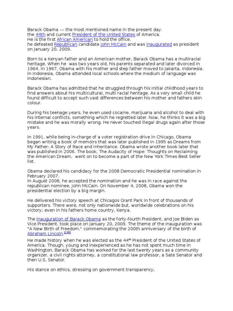 Barack Obama | PDF | Barack Obama | Presidency Of The United States