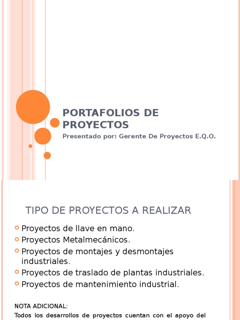 Portafolios de Proyectos Industriales | PDF