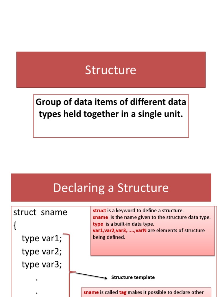 Structure: Group of Data Items of Different Data Types Held Together in ...