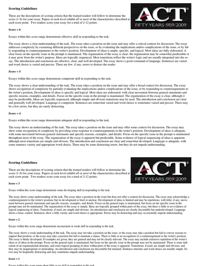 Act Writing Rubric | PDF | Essays | Epistemology