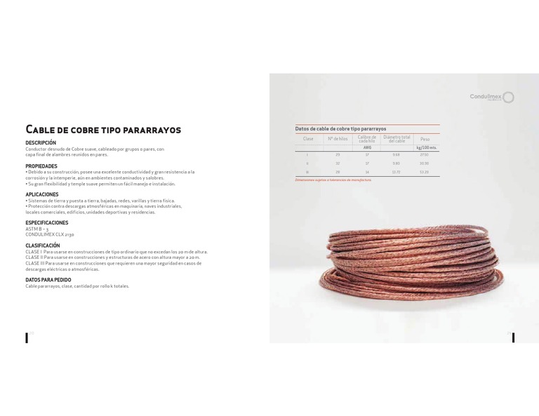 Condulimex Catálogo Cable de Pararrayos | PDF