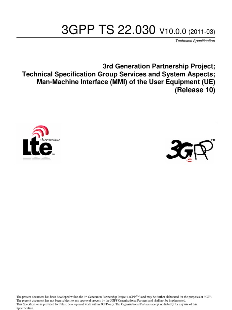 3GPP TS 22.030 | PDF | Subscriber Identity Module | 3 Gpp