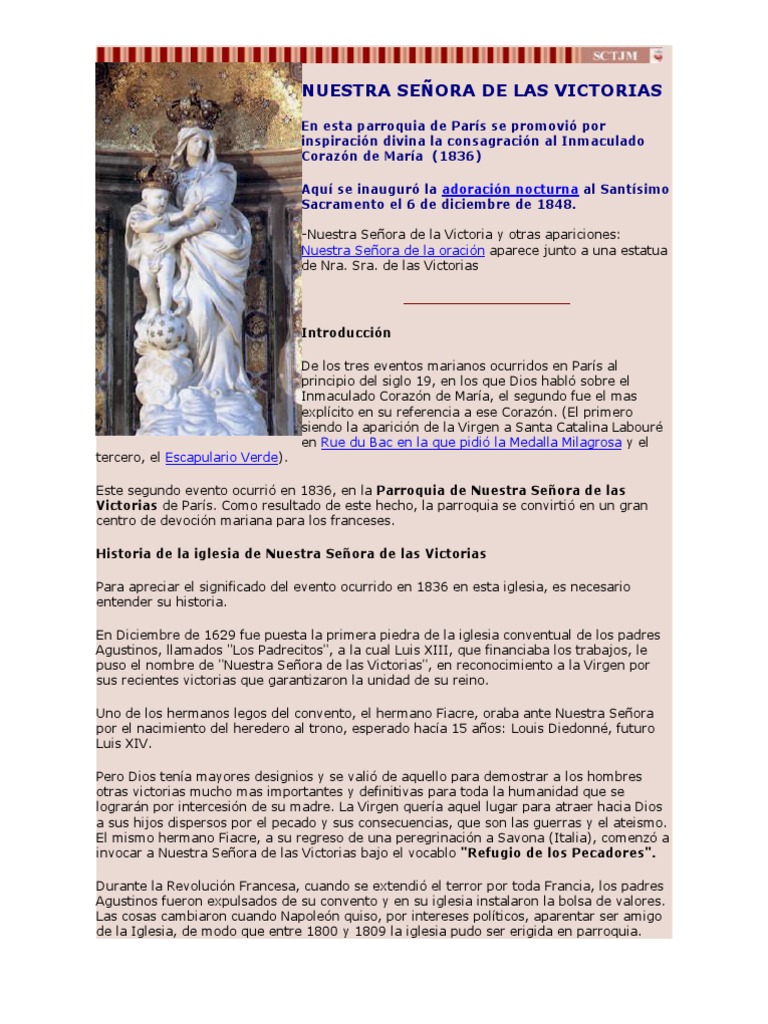 Nuestra Señora de Las Victorias | PDF | Misa (liturgia) | María, madre ...
