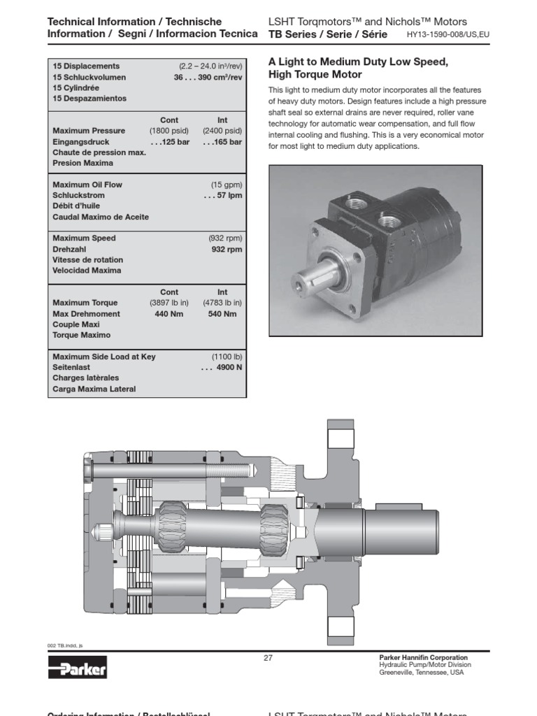 Parker TB Series Motors | PDF | Viscosity | Fluid Mechanics