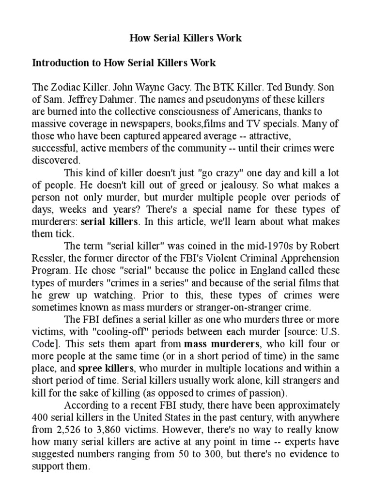 How Serial Killers Work | PDF | Serial Killer | Recall (Memory)