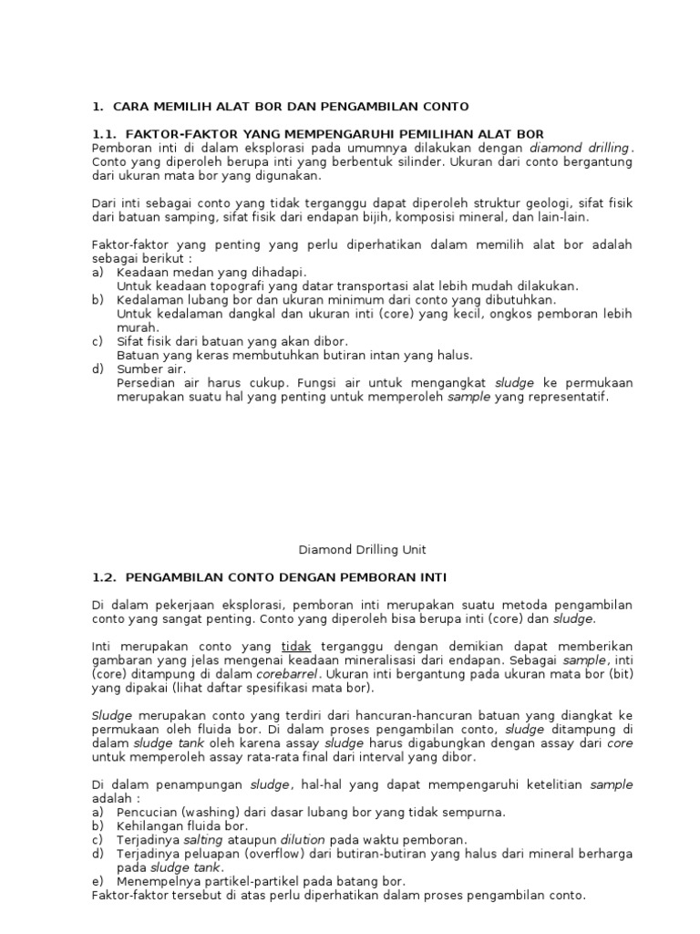 Eksplorasi-Pengambilan Conto Dengan Pemboran Inti | PDF