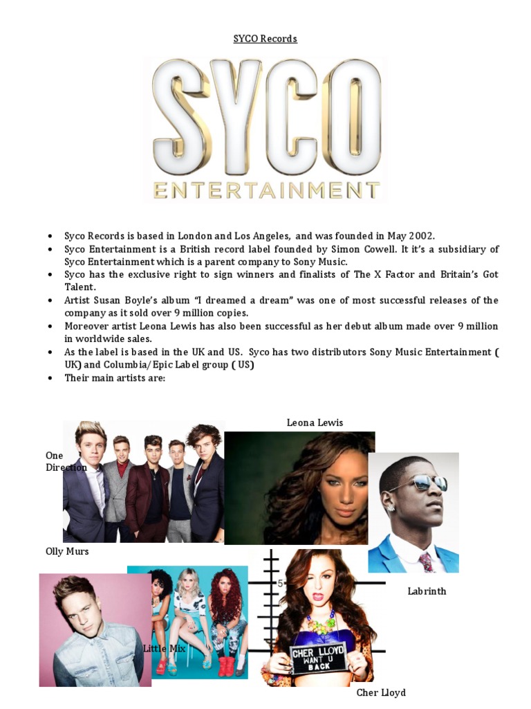 SYCO Records | PDF | Pop Music | Music Industry