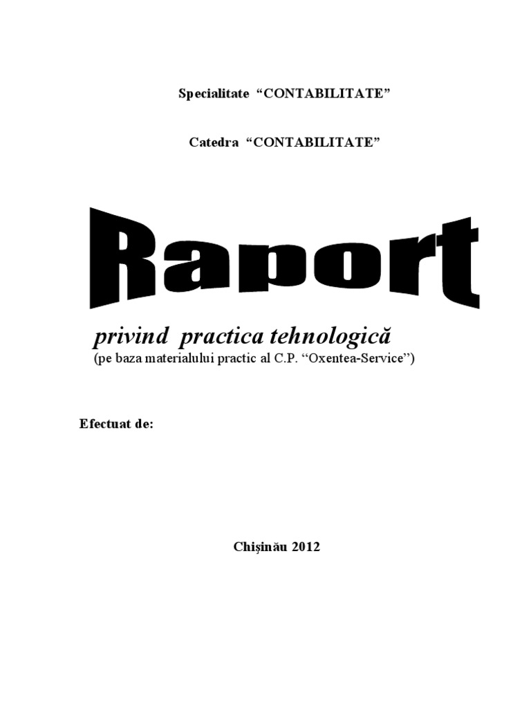 Raport de Practica Contabilitate Anul 3 | PDF