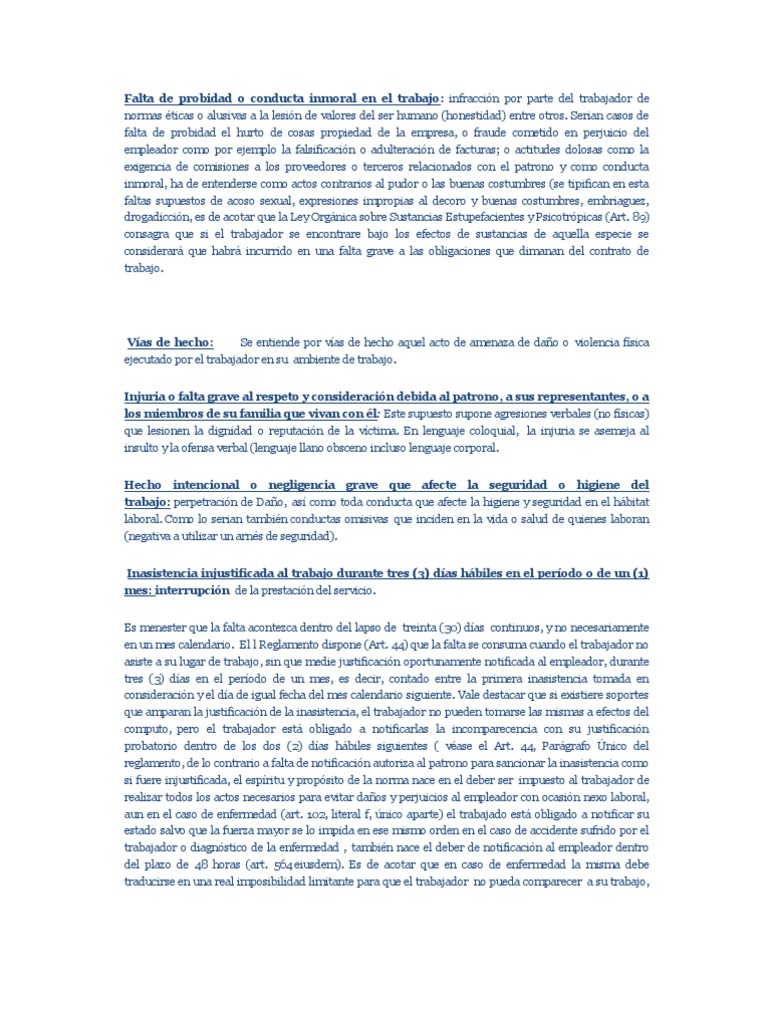 Falta de Probidad o Conducta Inmoral en El Trabajo | PDF | Moralidad ...