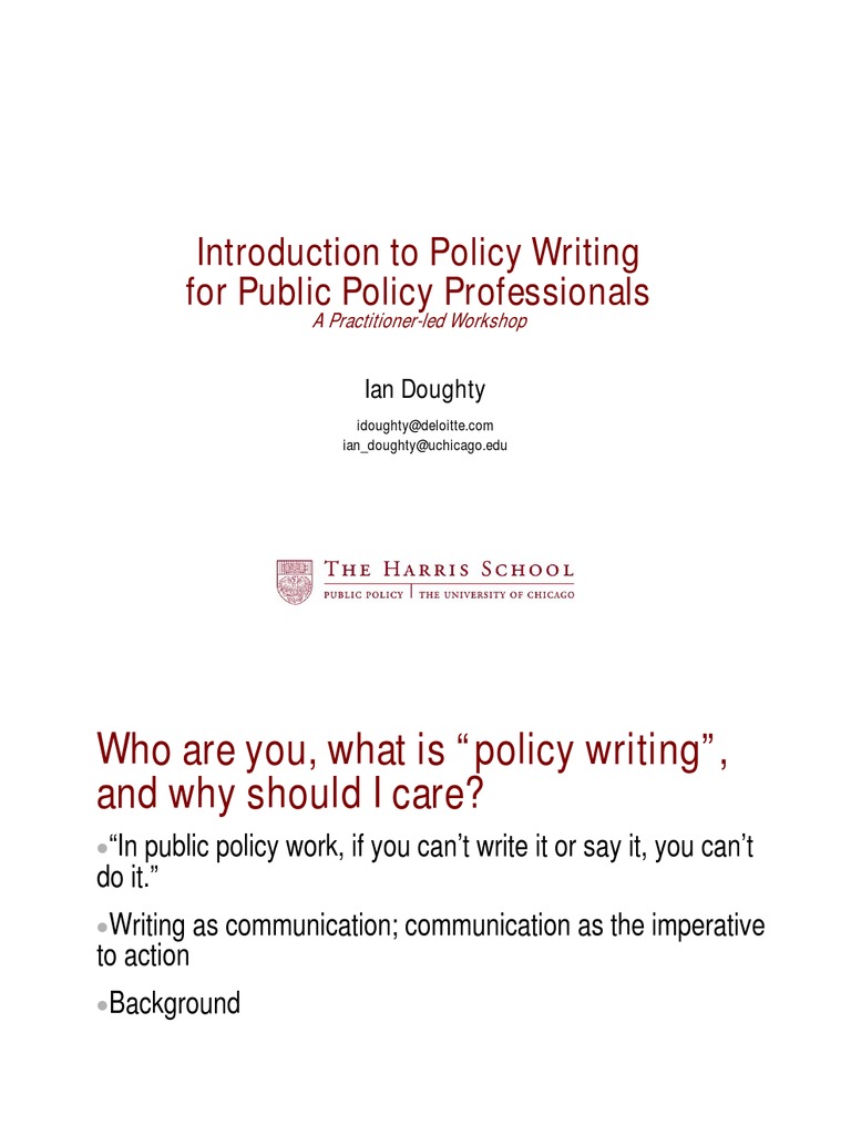 Introduction to Policy Writing Workshop | PDF | Memorandum | Fallacy