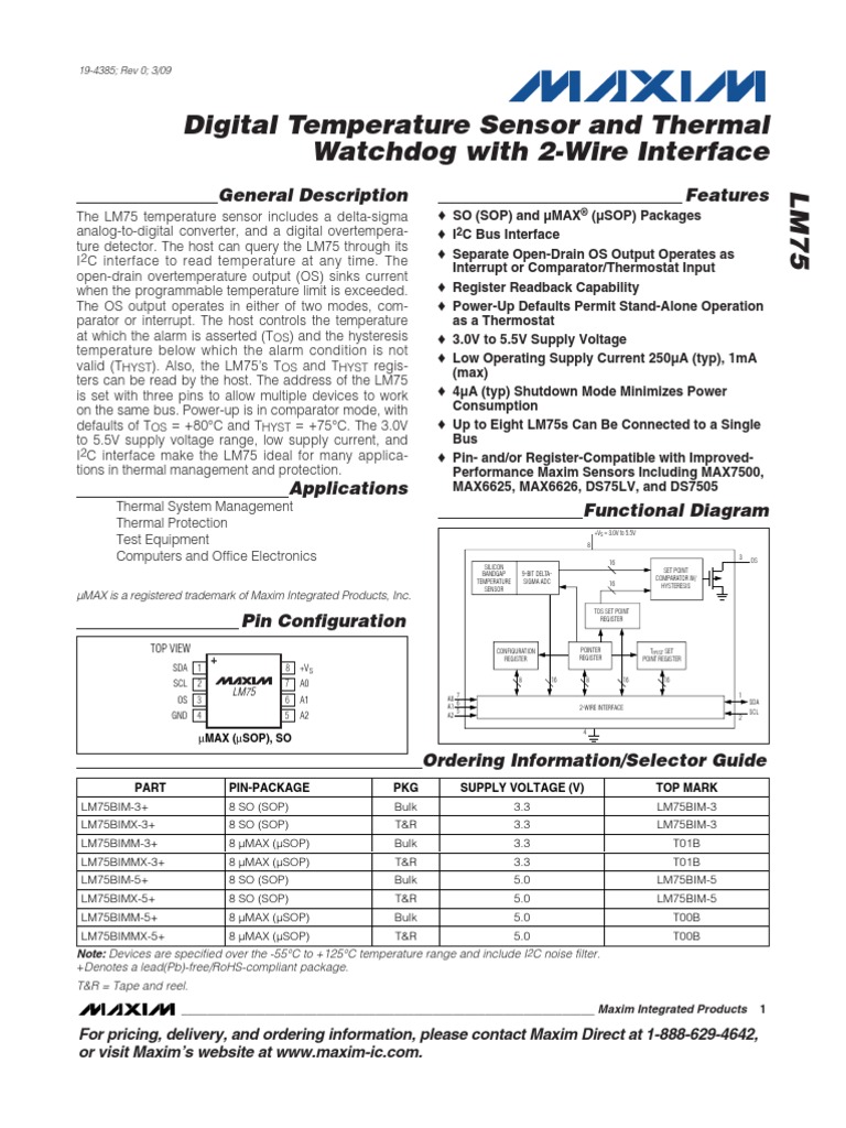 LM75 | PDF | Analog To Digital Converter | Electronic Engineering