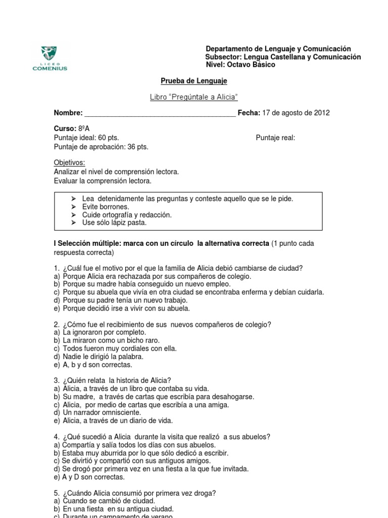 Prueba Pregúntale A Alicia | PDF