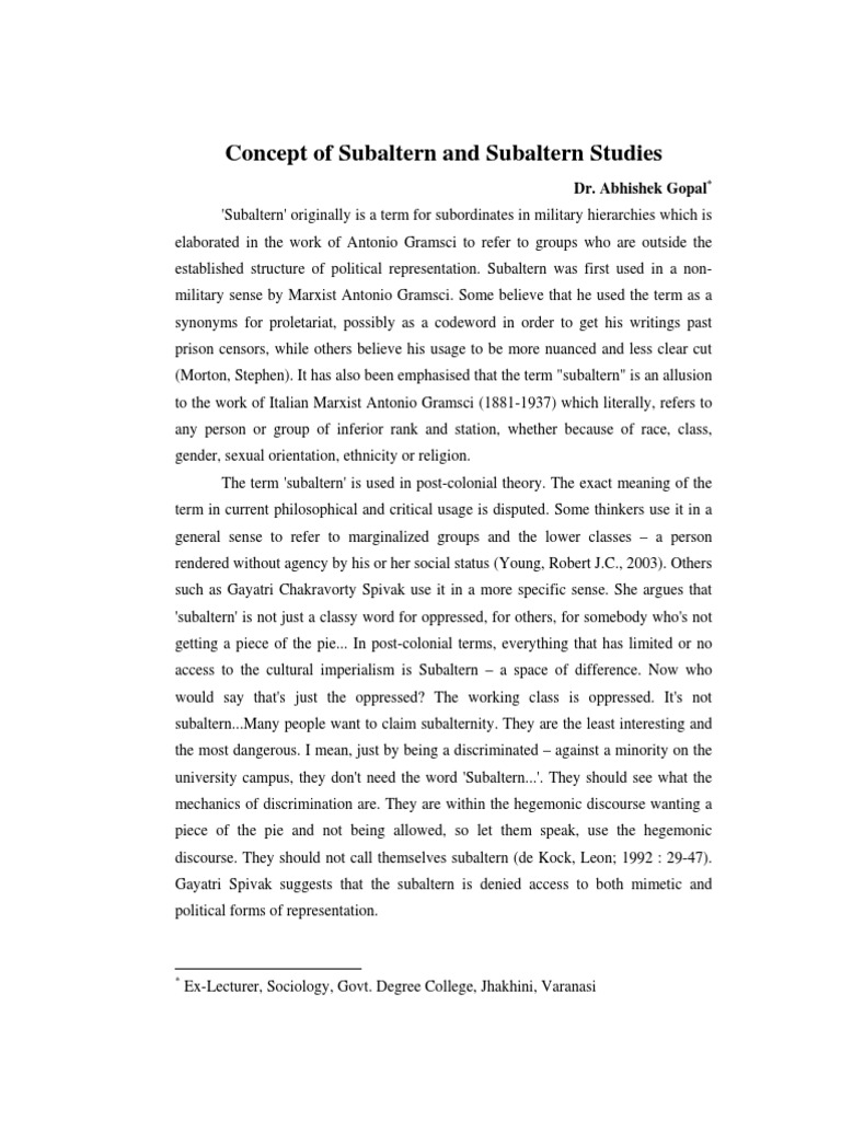 Concept of Subaltern and Subaltern Studies | Postmodernism ...
