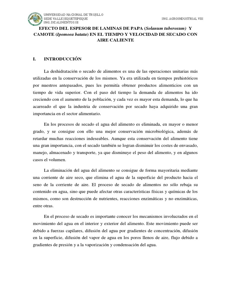 Practica de Secado | PDF | Humedad | Convección