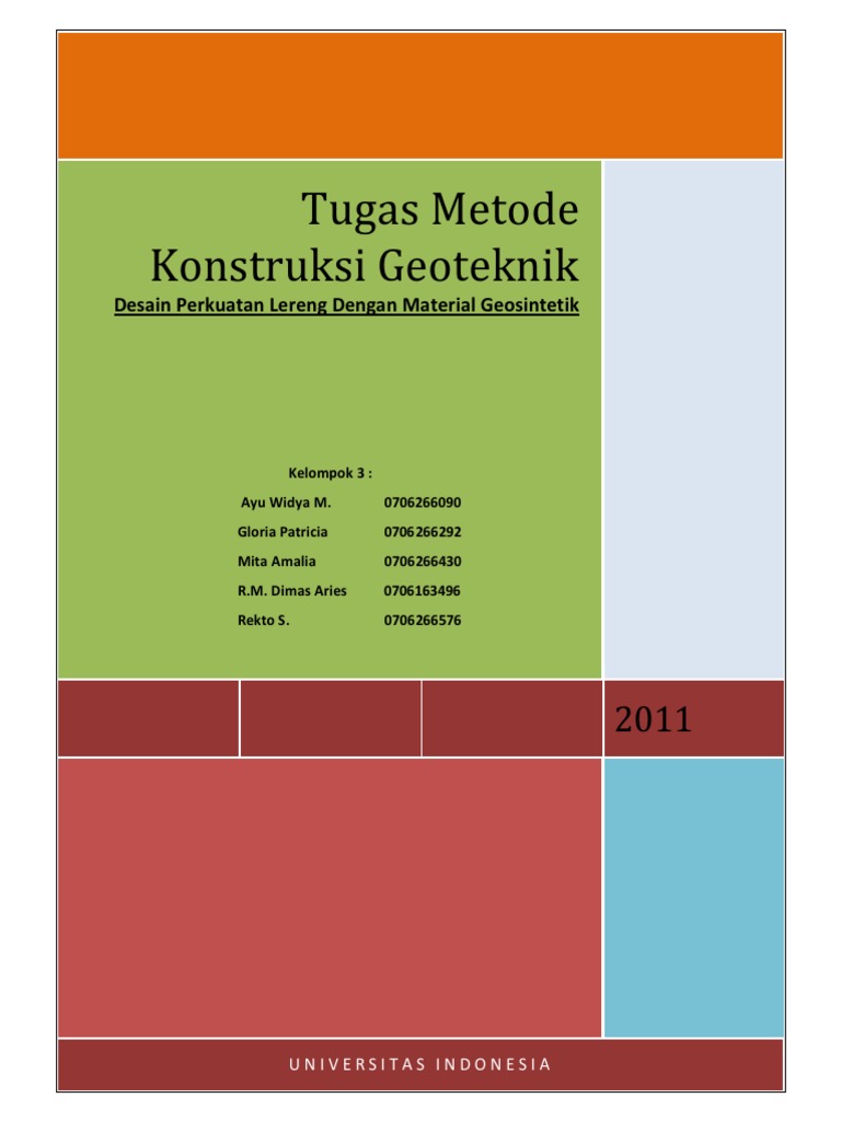 Desain Perkuatan Lereng Dengan Geosintetik | PDF | Metode & Bahan Ajar ...