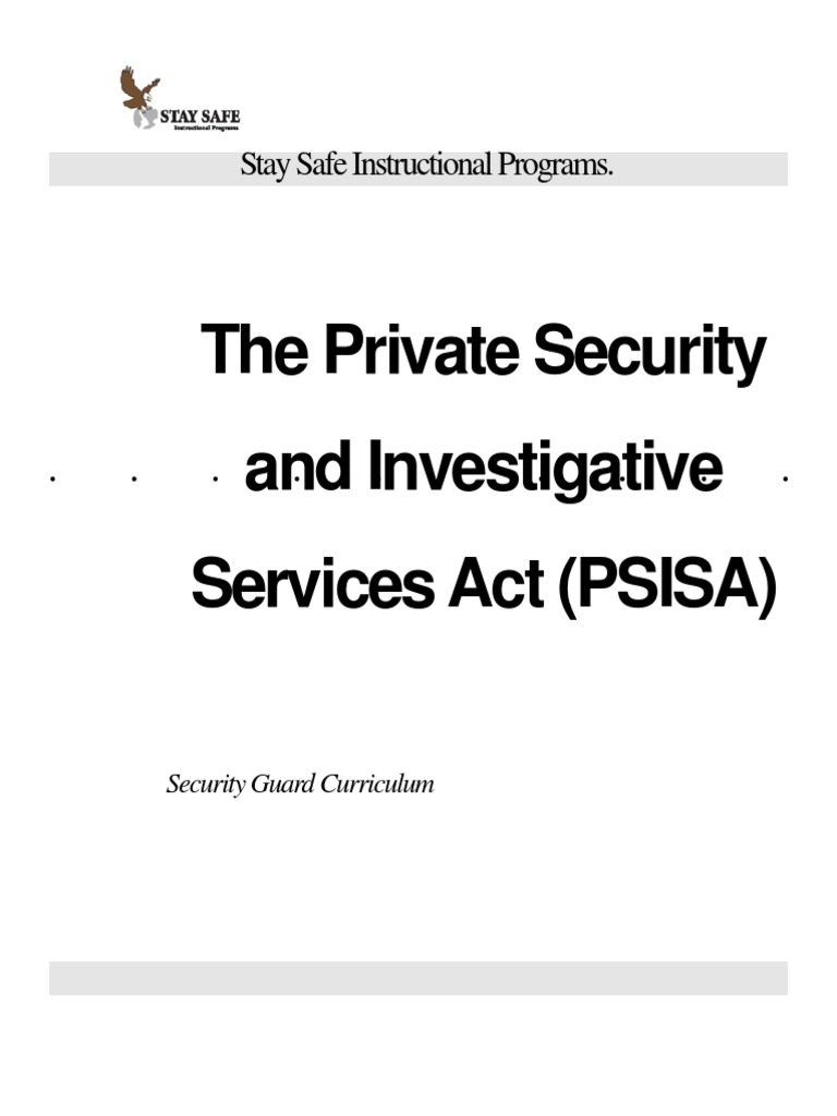 PSISAWorkbook | PDF | Security Guard | Private Investigator
